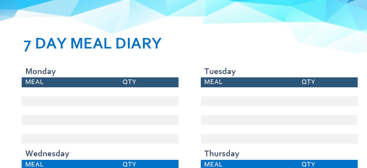 Template: 7 Day Food Diary Journal (Template Download & Print)
