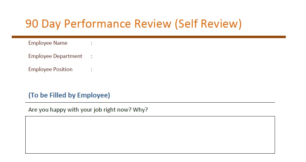 Job Review: 90 Day Performance Review Template and Sample